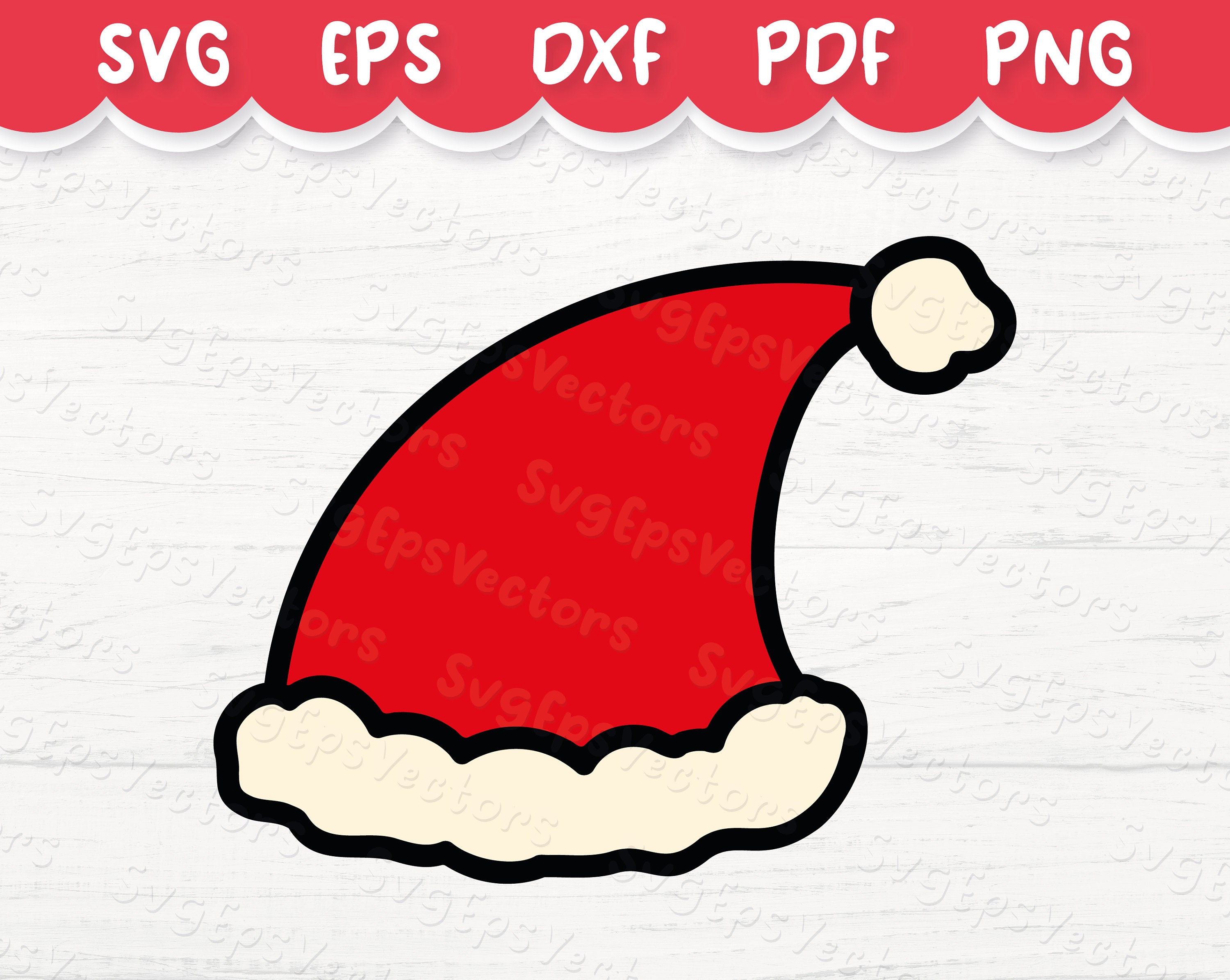 Santa Hat Clipart / Christmas Vector Illustration, Cut File for Cricut ...