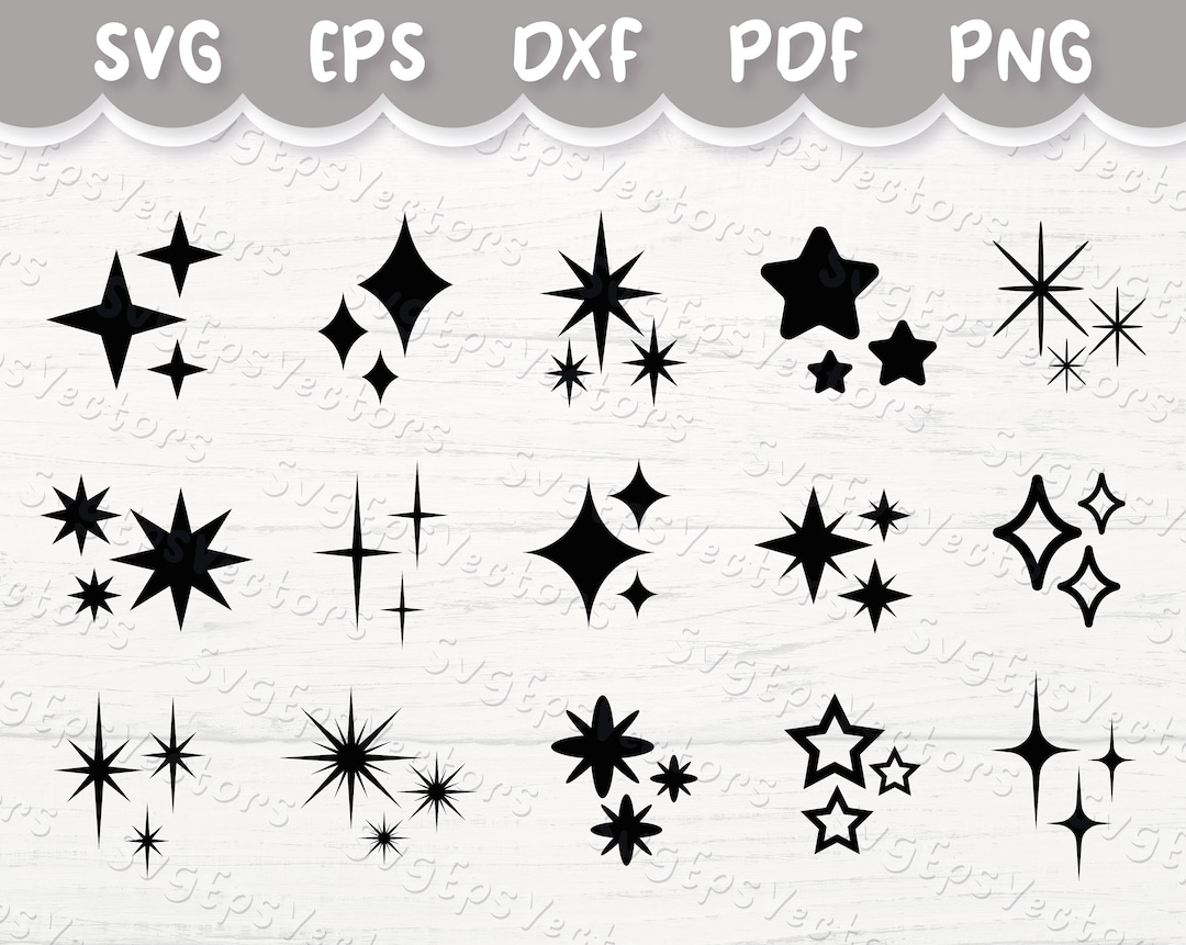 Sparkle Clipart Bundle / Vector Sparkling Stars Illustration, Cut File ...