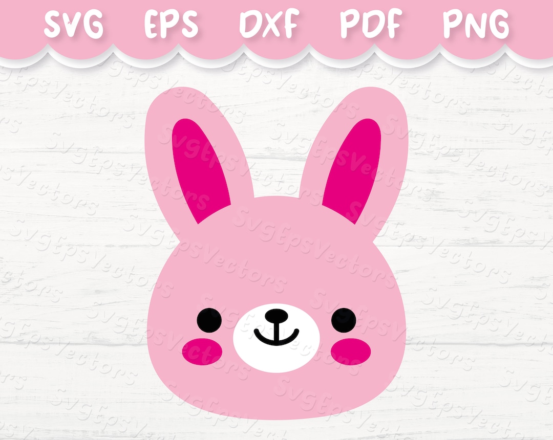 Cute Pink Bunny Face Clipart / Baby Rabbit Head Vector Illustration ...