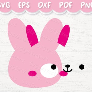 Cute Pink Bunny Face Clipart / Baby Rabbit Head Vector Illustration ...
