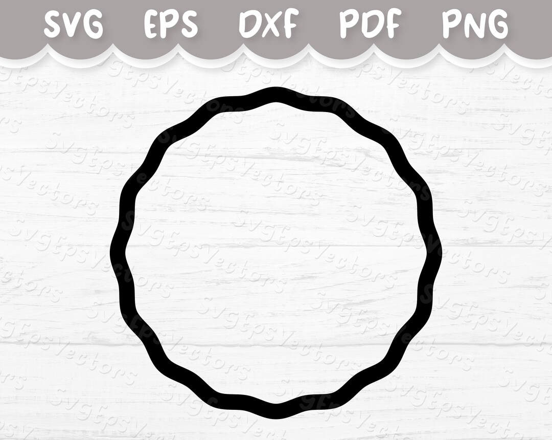 Wavy Round Frame Clipart/ Black Vector Circle Frame, Cut File for ...