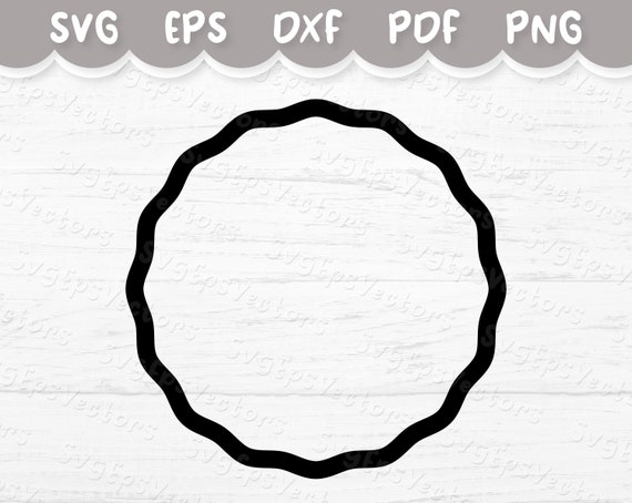Wavy Round Frame Clipart/ Black Vector Circle Frame Cut File | Etsy