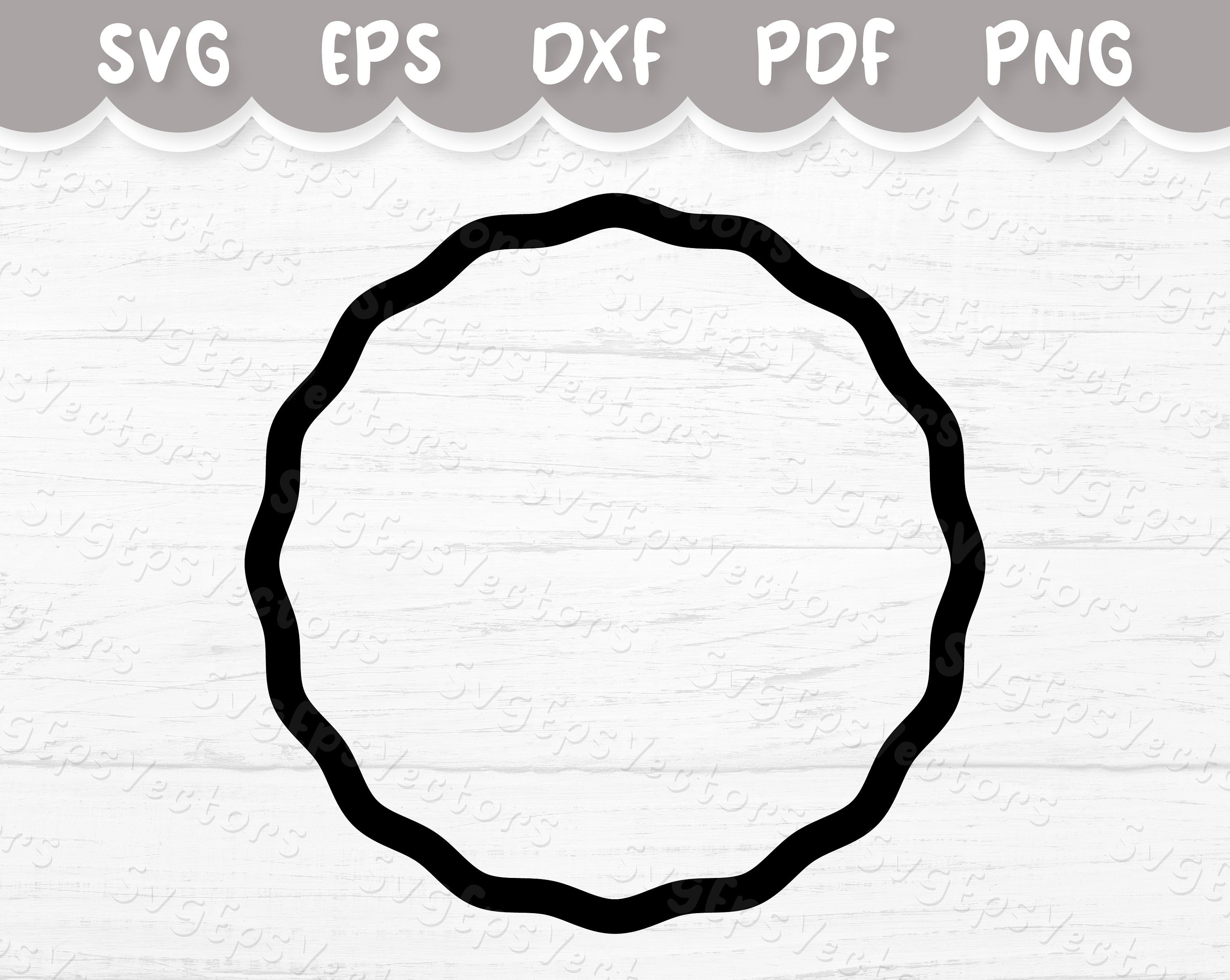 Wavy Round Frame Clipart/ Black Vector Circle Frame, Cut File for ...