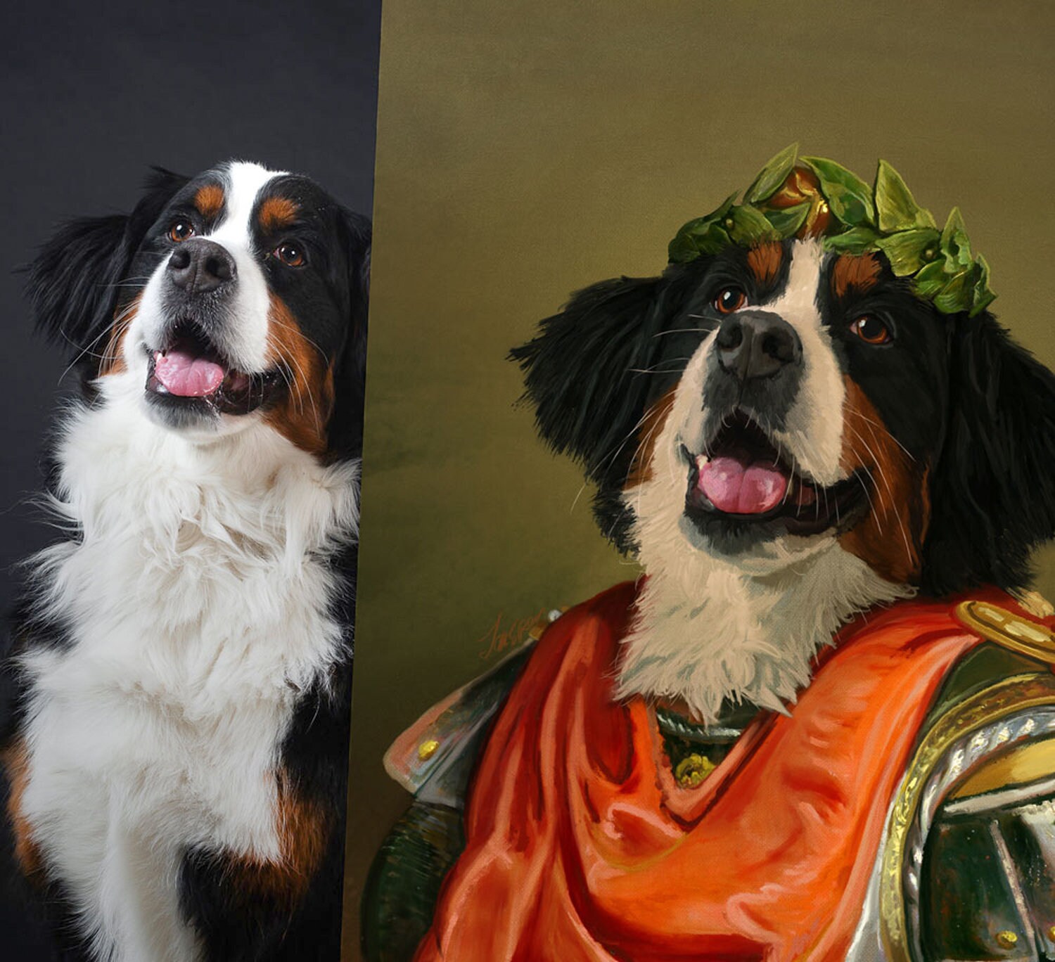 Pet Portraits Dog Portrait Roman Emperor Dog Portrait Royal Pet Drawing ...