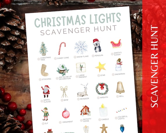 Christmas Lights Scavenger Hunt Holiday Scavenger Hunt for | Etsy
