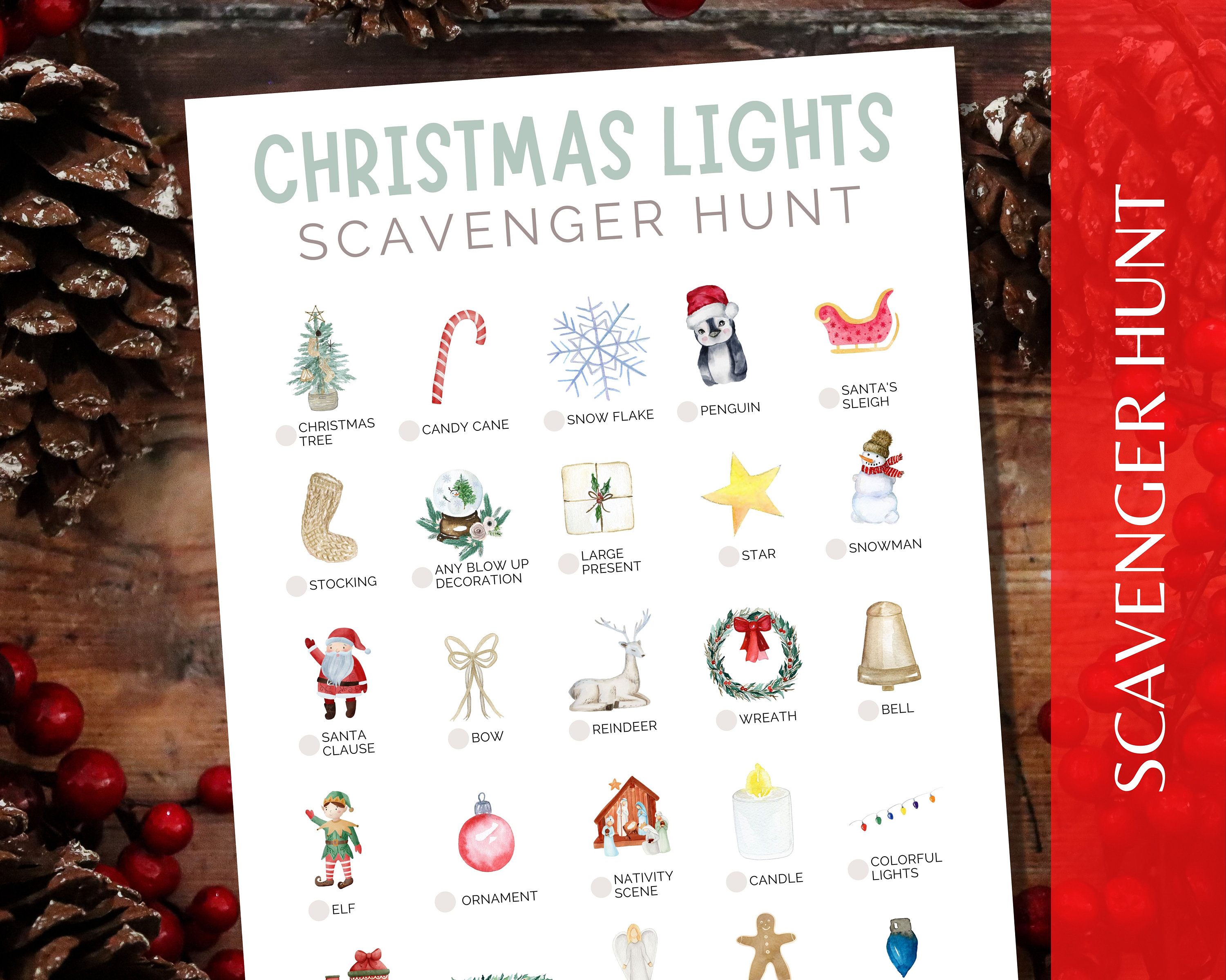 Christmas Lights Scavenger Hunt, Holiday Scavenger Hunt for Kids ...