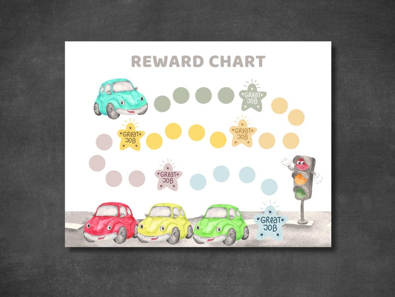 Kids Reward System Chart Tracker, Car Chart Kids Prize Chart, Preschool ...