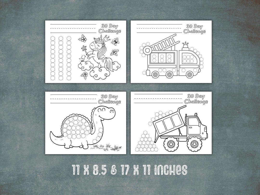 Printable 30-day Challenge Chart Fill-in-the-dots Tracker, Kids Habit ...