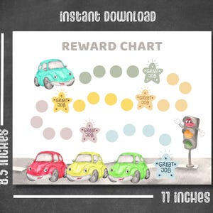 Car Theme Kids Reward Chart, Printable Chore Chart (digital Download ...