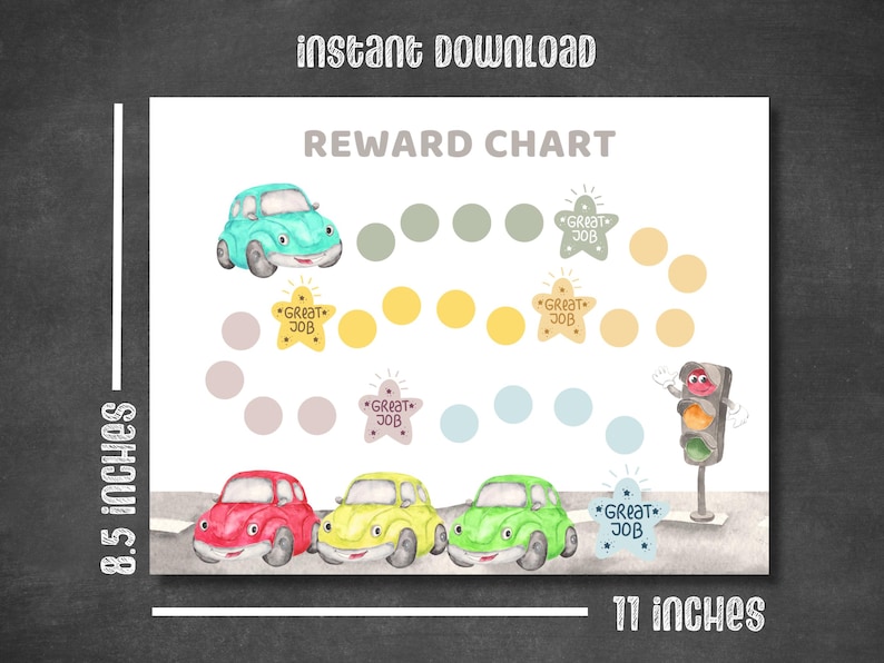 Kids Reward System Chart Tracker, Car Chart Kids Prize Chart, Preschool ...