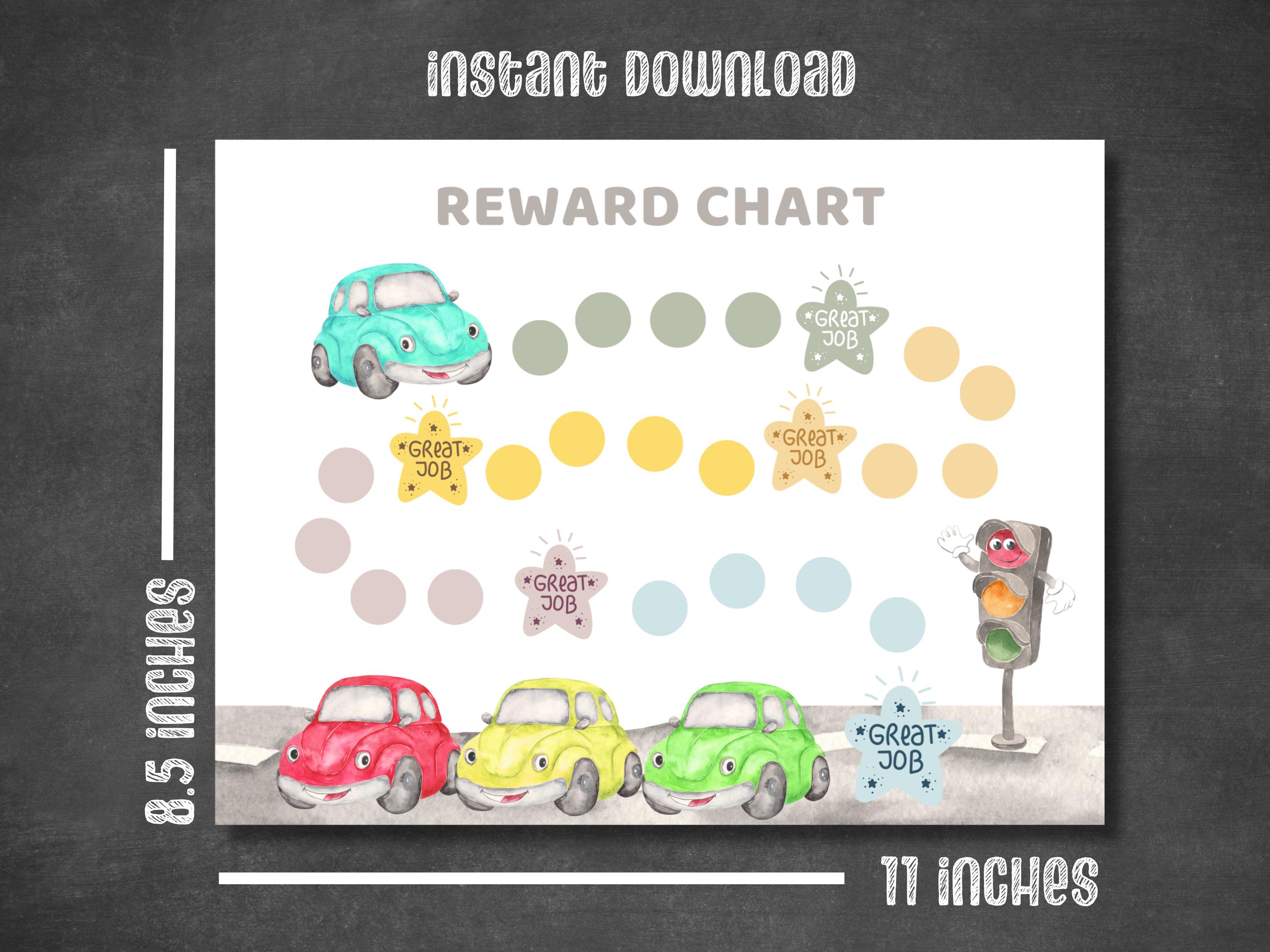 Kids Reward System Chart Tracker, Car Chart Kids Prize Chart, Preschool ...