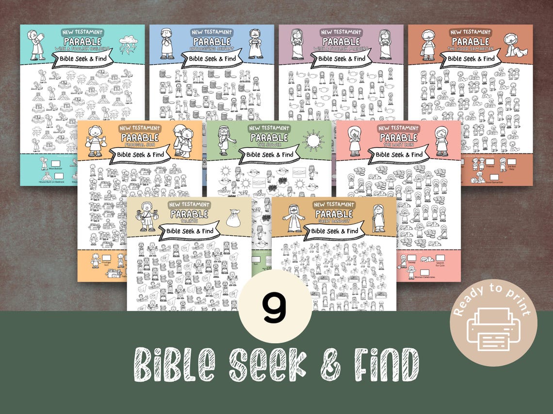 Parable Bible Seek and Find Printable: Sunday School Kids Activity (PDF ...
