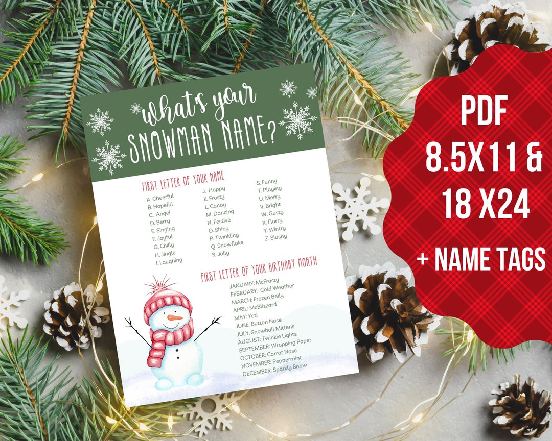 Christmas What's Your Snowman Name Game, Christmas Activity, Winter ...