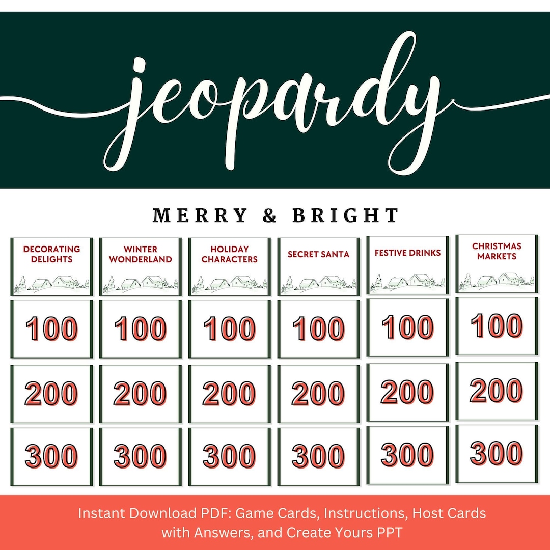Christmas Jeopardy Game, Office Party Games (PDF) - Etsy