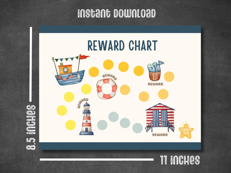 Printable Kids Reward Chart Chore Chart, Reward Tracker Kids Prize ...