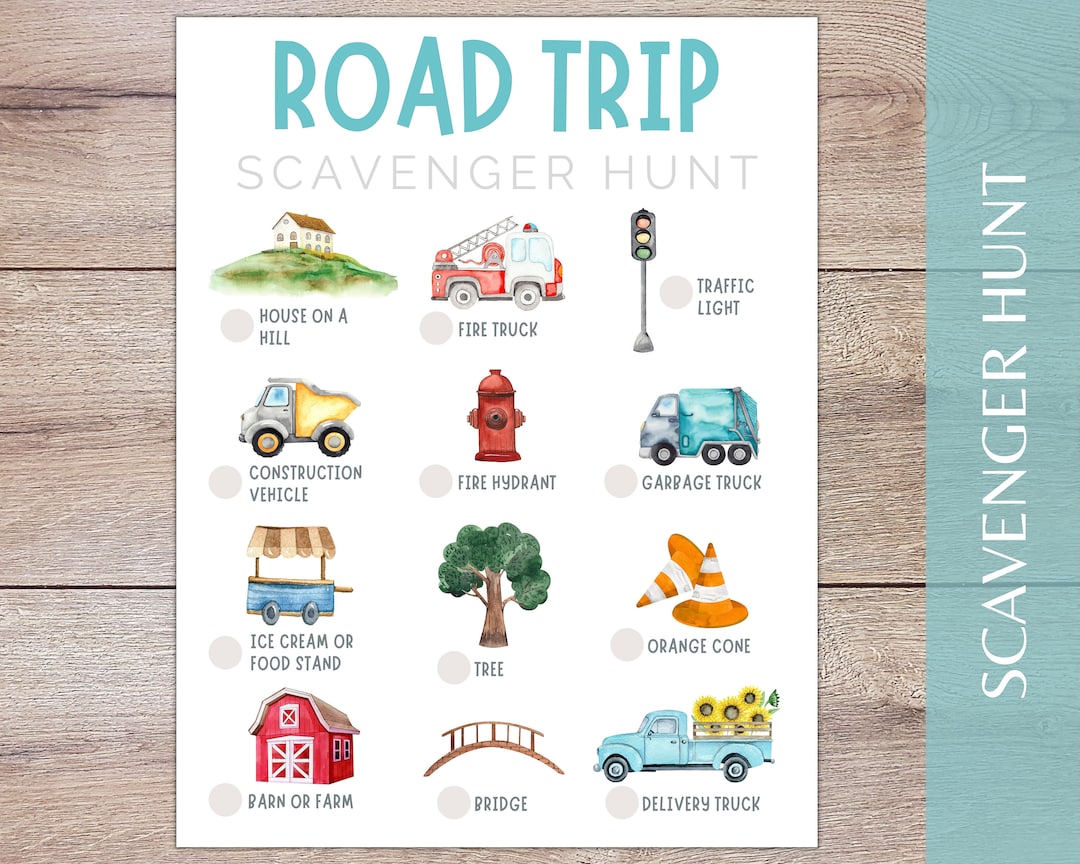 Road Trip Scavenger Hunt a Printable Travel Game - Etsy