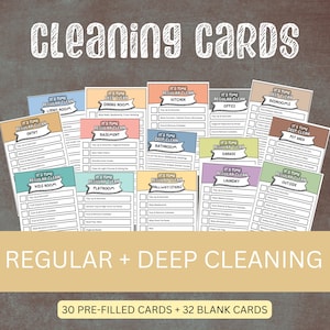 Cleaning Checklist Cards: Room by Room, Family Chore System (printable ...