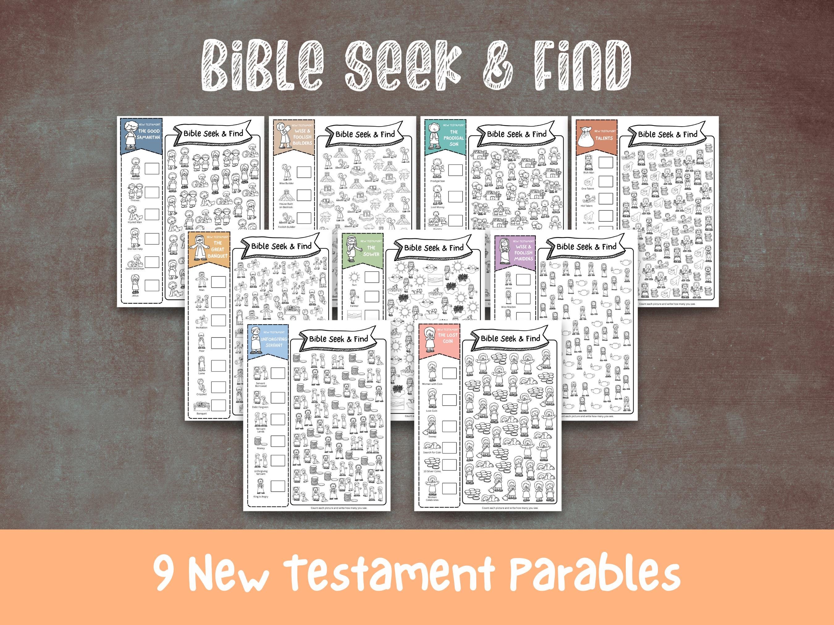 Bible Seek and Find, New Testament Parables, Sunday School Activity ...