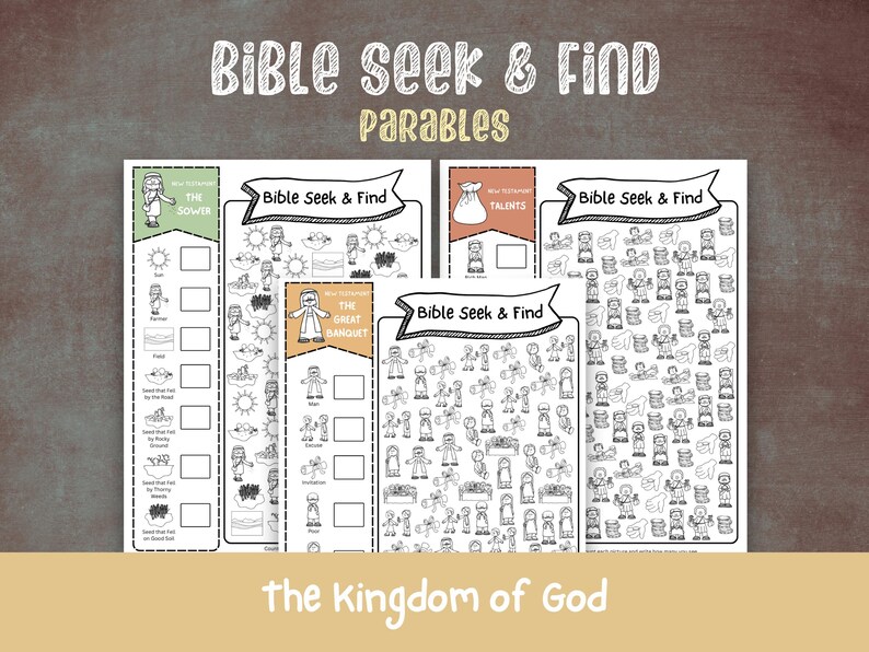 Bible Parables Seek and Find Activity, Sunday School (PDF) - Etsy