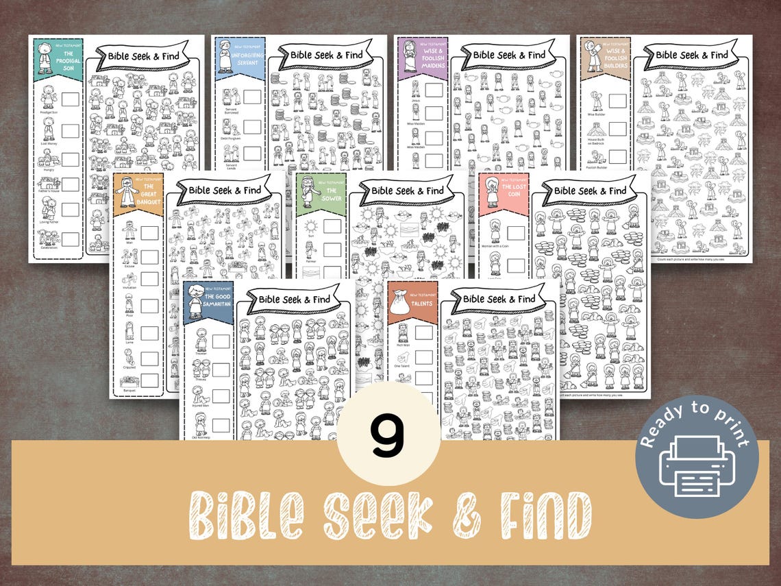 Bible Seek and Find, New Testament Parables, Sunday School Activity ...