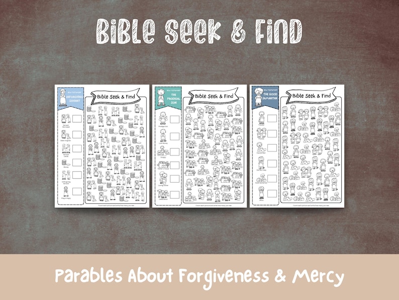 Bible Parable Seek and Find, Bible I Spy Game, Sunday School New ...