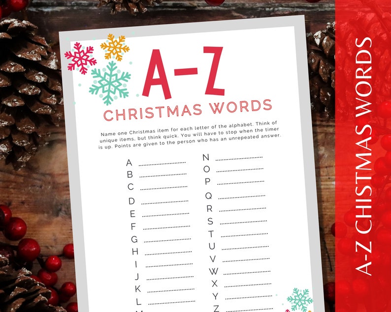 Christmas Game A-Z - Etsy