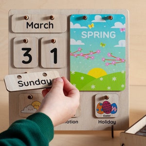 Montessori Calendar for Kids, Monthly Calendar, School Calendar, Wooden ...