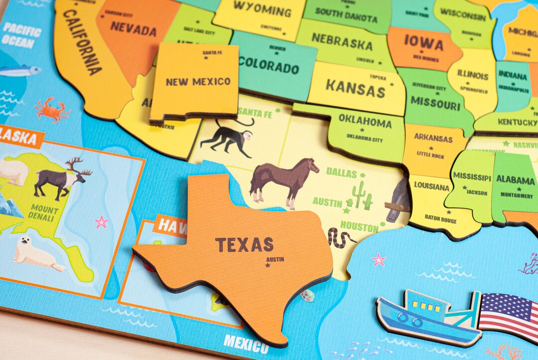 Toddler United States Map, USA Map Puzzle for Kids, Montessori Toys ...