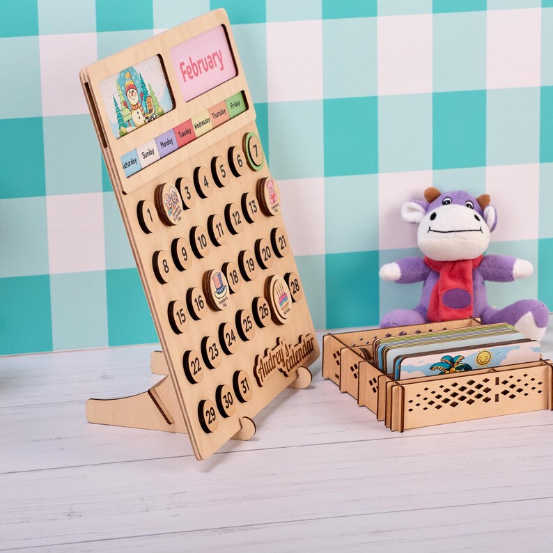 4th of July Kids Gift, Handmade Wooden Perpetual Calendar, Montessori ...