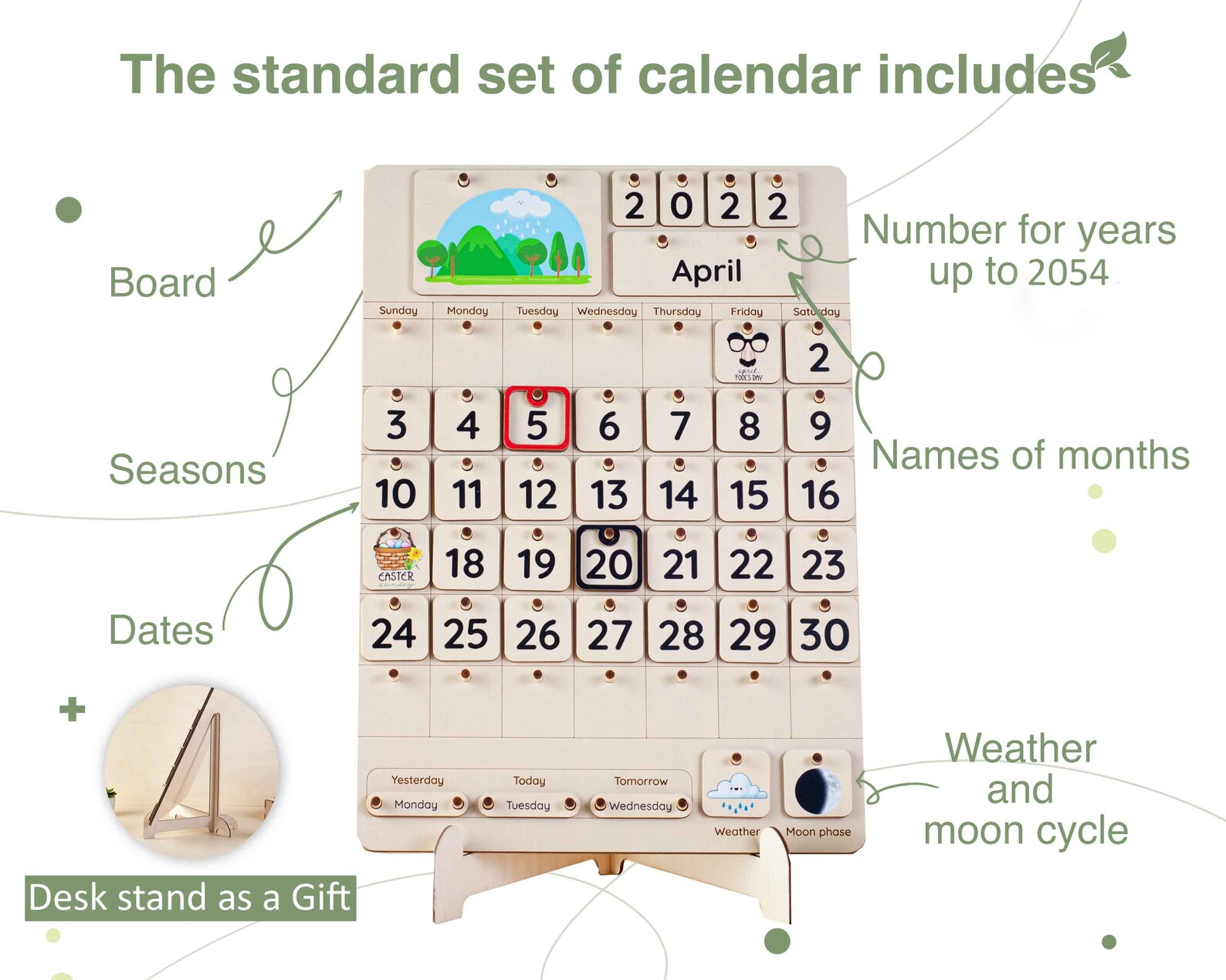 Montessori Calendar Homeschool Calendar Perpetual Calendar - Etsy