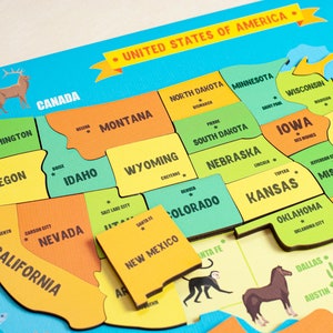 United States Map, US Map, USA Map Puzzle for Kids, Montessori Toys ...