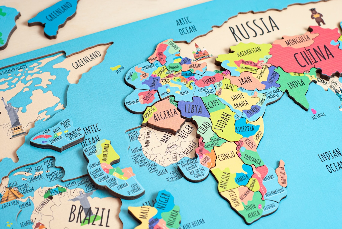 Kids World Map Gift for Kids World Map Puzzle for Kids Gift - Etsy