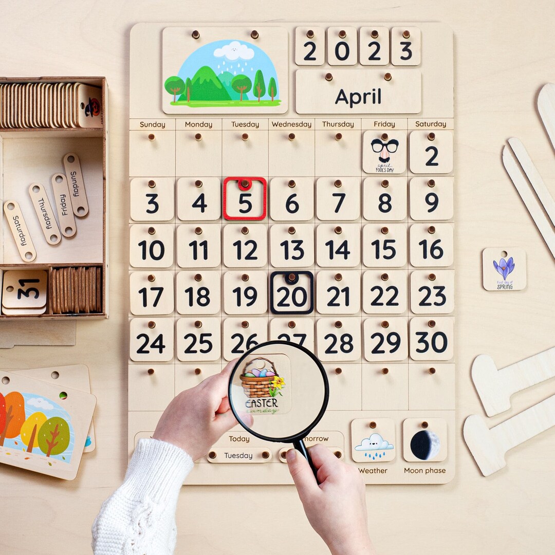 Montessori Calendar Homeschool Calendar Perpetual Calendar - Etsy