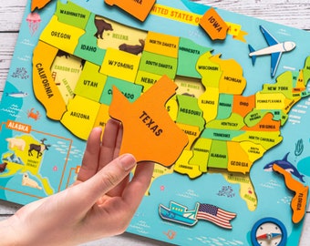 United States Puzzle Map - Etsy