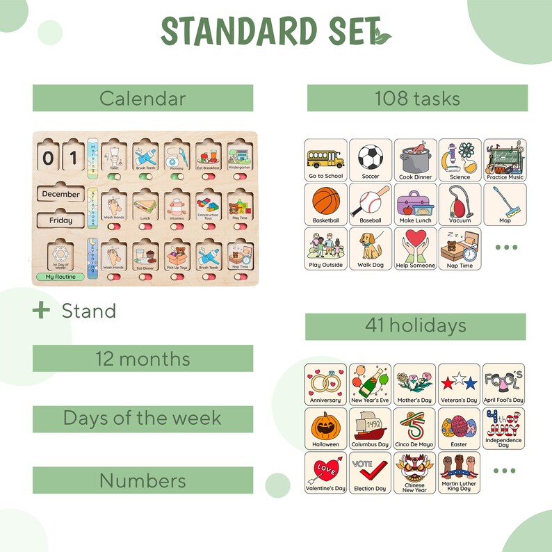 Montessori Visual Schedule Calendar for Kids, Toddler Routine Chore ...