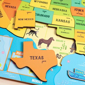 United States Map, USA Map Puzzle for Kids, Montessori Toys, US Map ...