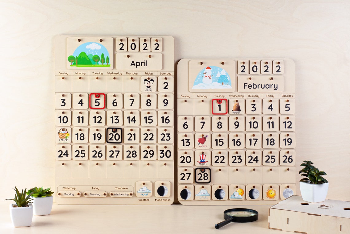 Montessori Calendar Homeschool Calendar Perpetual Calendar - Etsy