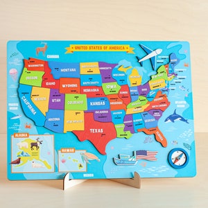 United States Map USA Map Puzzle for Kids Montessori Toys - Etsy