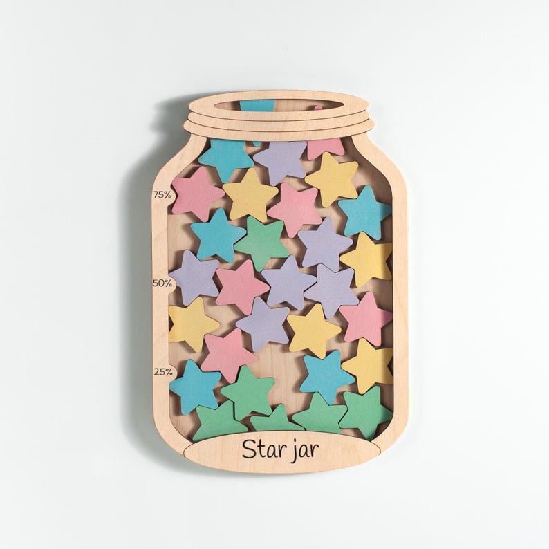 Personalized Wooden Reward Jar With Tokens, Montessori Behavior System ...