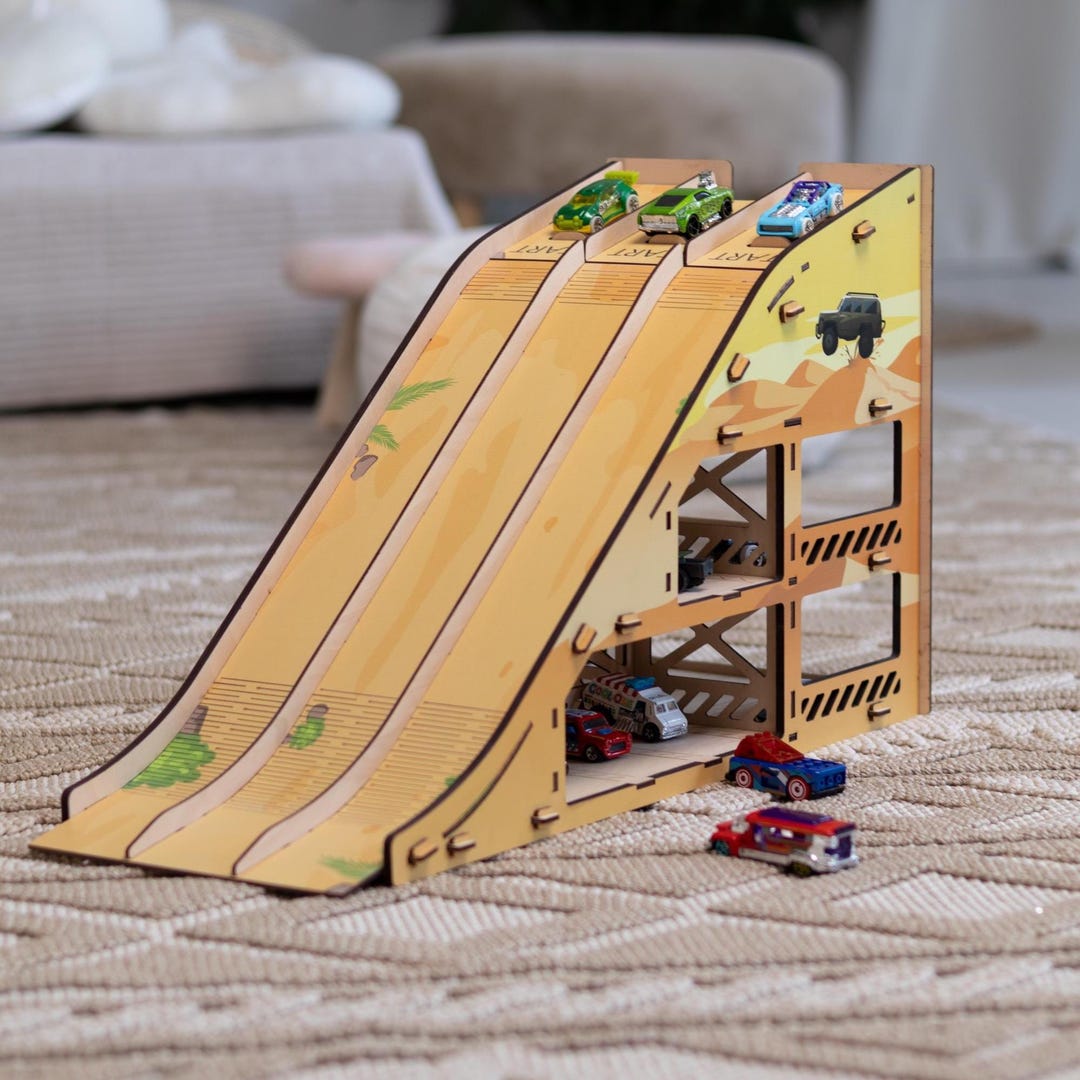 Personalized Desert Racing Ramp, Wooden Parking and Jump Ramp Toys Cars ...