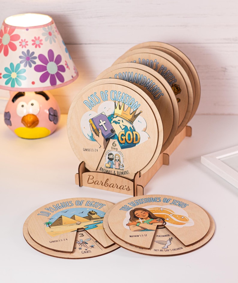 Kids Bible Story Wheel, Wooden Christian Learning Toy - Etsy