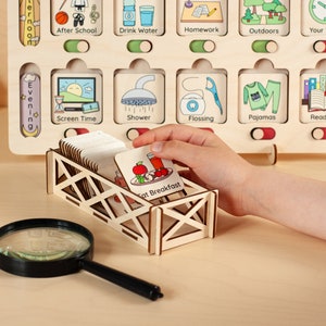 Wooden Daily Routine Chart, Chore Chart for Kids, Daily Responsibility ...