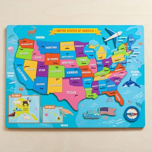 United States Map, USA Map Puzzle for Kids, Montessori Toys, US Map ...