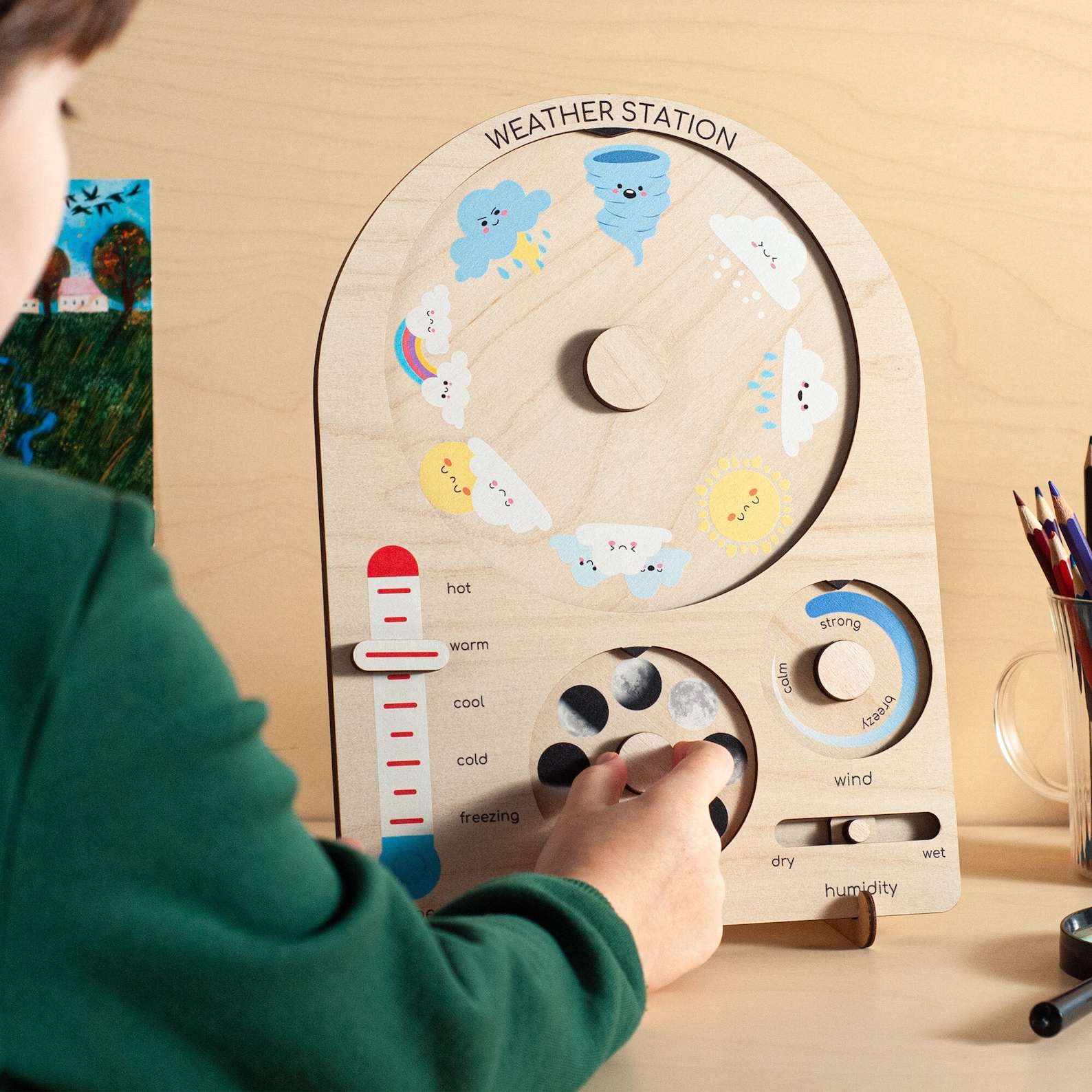 Weather Station for Kids, Weather Chart, Montessori Toys, Weather Wheel ...