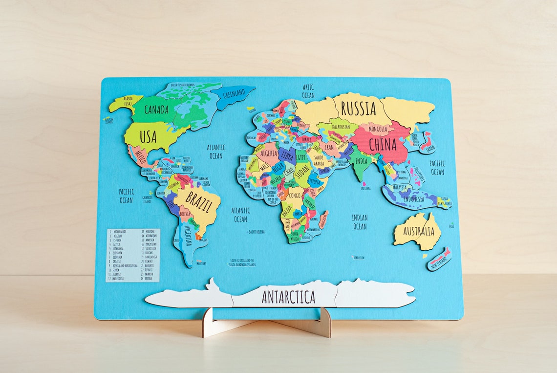 Kids World Map Gift for Kids World Map Puzzle for Kids Gift - Etsy