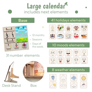 Montessori Calendar for Kids, Months and Days of the Week, Kids ...