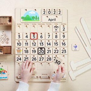 Perpetual Calendar Kids Calendar Montessori Monthly | Etsy