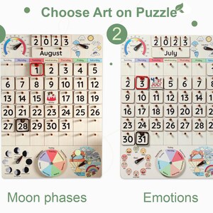 Montessori Calendar for Kids, Wooden Calendar, Homeschool Calendar ...