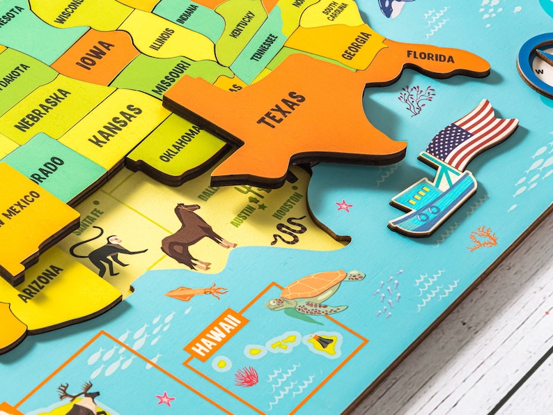 United States Map US Map USA Map Puzzle for Kids Montessori | Etsy