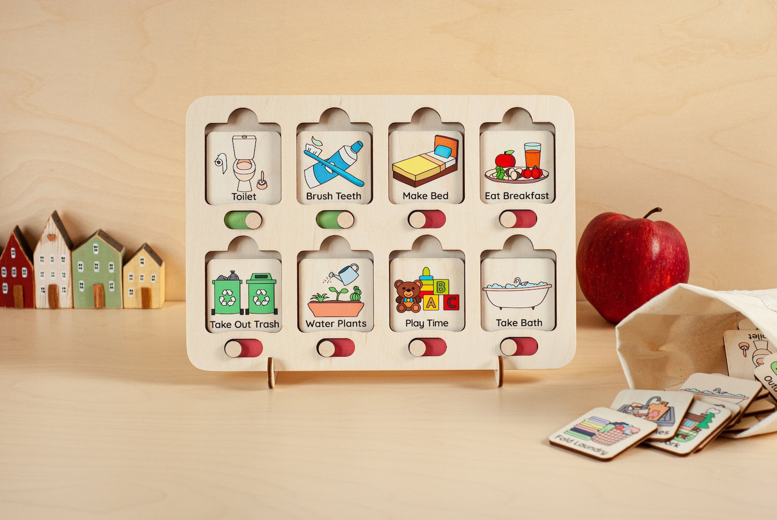 Chore Chart for Kids, Learning Wooden Toys, Chore List, Montessori Toys ...